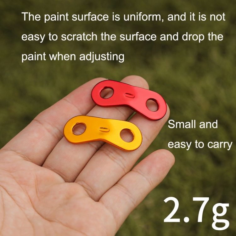 50pcs 야외 캠핑 알루미늄 합금 쌍안 바람 로프 버클 캐노피 텐트 끌어 오기 로프 중지 조정 조각 색상 오렌지