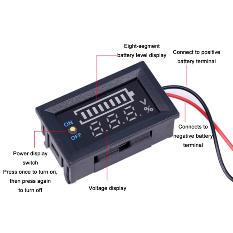 229TY 6-30V Electric Car Lithium Battery Voltage Power Meter Display Switch