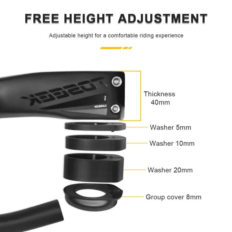 TOSEEK TR5500 Integrated Bending Handlebar Carbon Fiber Bike Grips ...