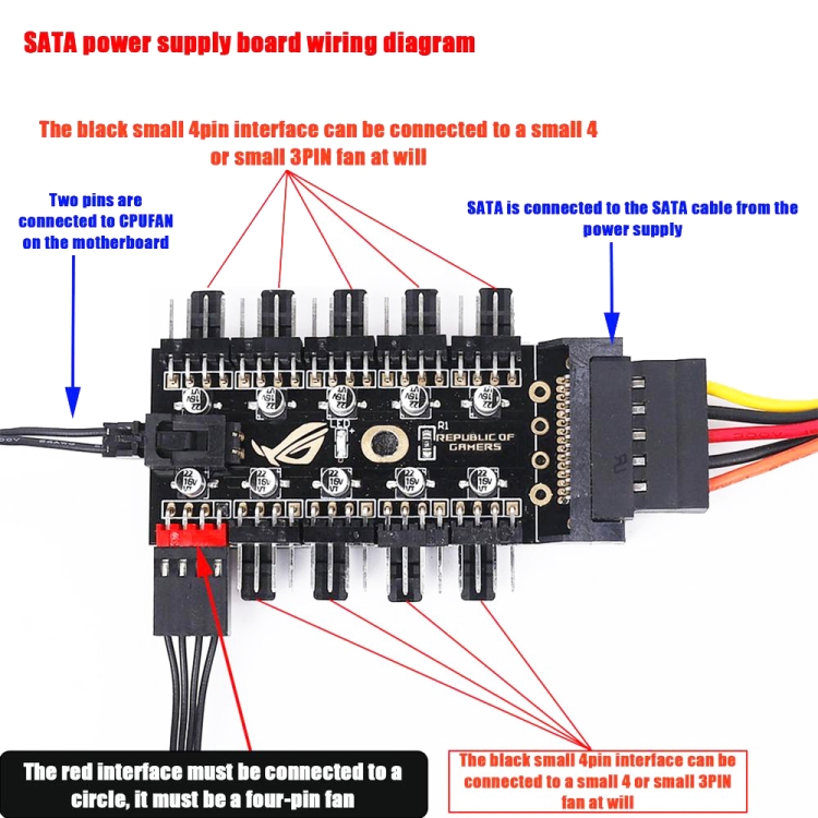 Mainboard PWM HUB Computer Temperature Control Speed Control Board Chassis Fan Controller(4Pin)