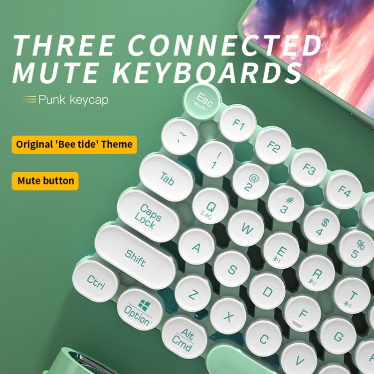 LANGTU OG102 Matcha Green Keyboard Mouse Set Mini Punk Bluetooth ...