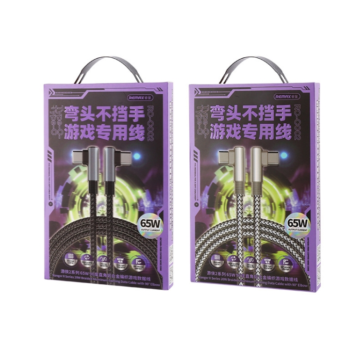 REMAX RC-C002 USB-C/Type-C ถึง USB-C/Type-C 65W สายเคเบิลข้อมูลแบบถัก ...