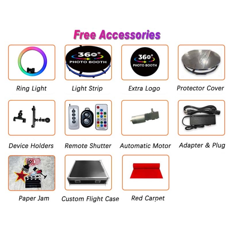 100cm RGB Fill Light Photo Booth Turning Led Camera Photo Spin Stand ...