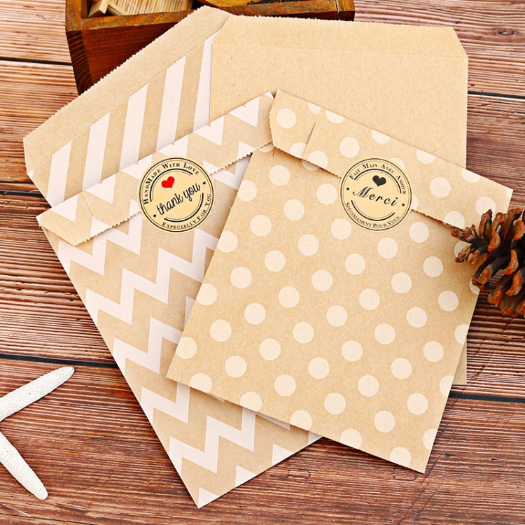 2sets Wave Dot Packaging Kraft Paper Bag Stickers DIY Baking Packaging ...