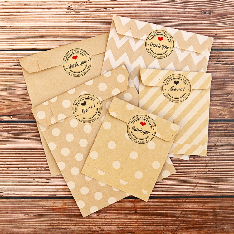 2sets Wave Dot Packaging Kraft Paper Bag Stickers DIY Baking Packaging ...