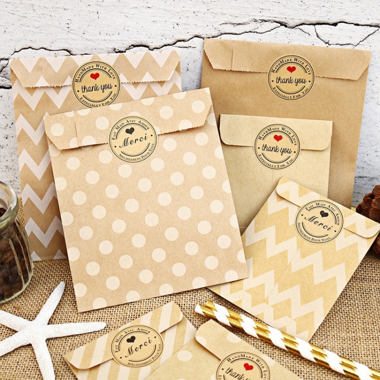 2sets Wave Dot Packaging Kraft Paper Bag Stickers DIY Baking Packaging ...