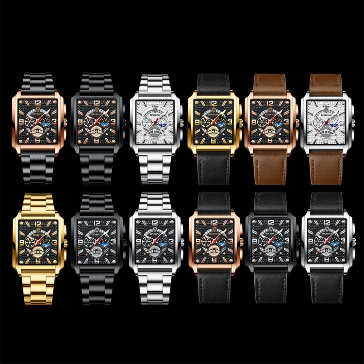 BINBOND B6575 Reloj de cuarzo luminoso multifuncional cuadrado vintage ...