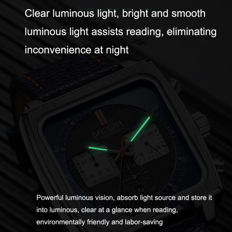 MEGIR 2182 Men Business Chronograph Calendar Waterproof Luminous Watch ...