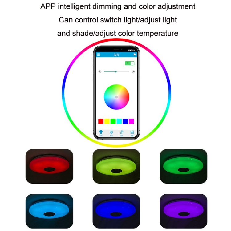 โคมไฟเพดาน LED Bluetooth Remote Control RGB Music Rhythm เปลี่ยนสีได้ ...