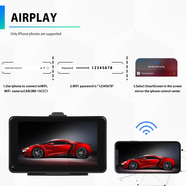 A3135 7 Inches HD Wired Smart Screen With Wireless CarPlay + Android ...