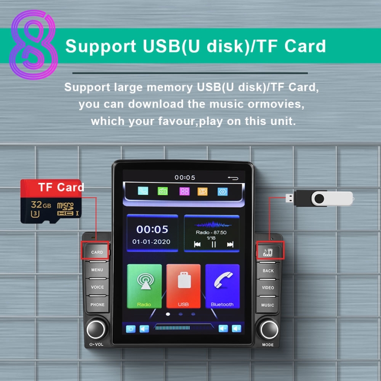 A2725 9.5 Inch Vertical Screen Variety Case Built-in Wired CarPlay ...