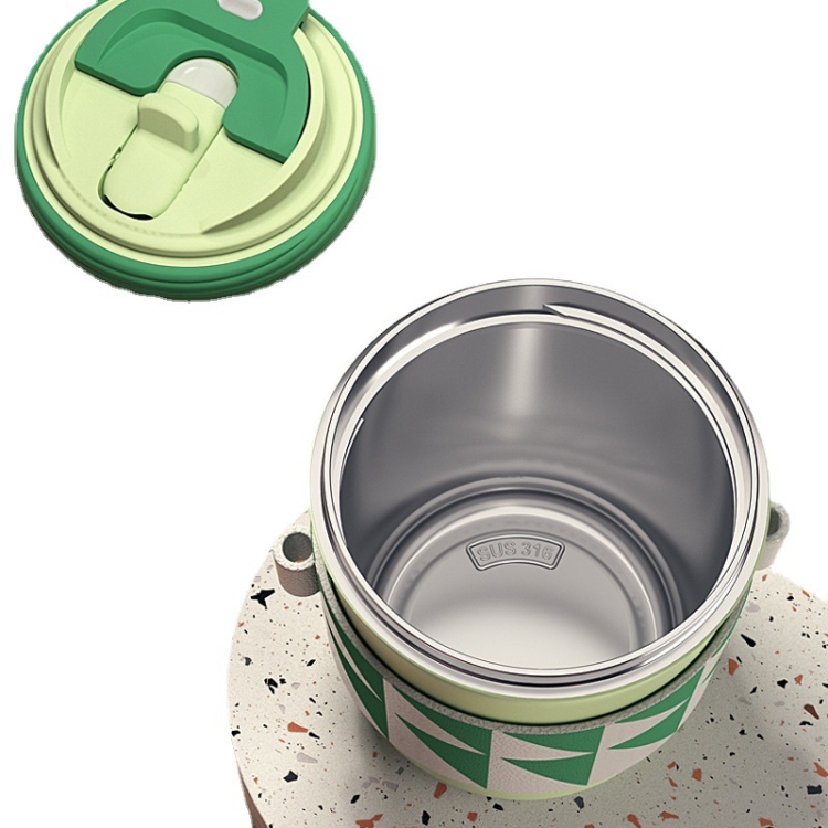 300ml 316 Stainless Steel Thermos Cup Three-purpose Straw Direct Drinking Coffee Cup(Blue)