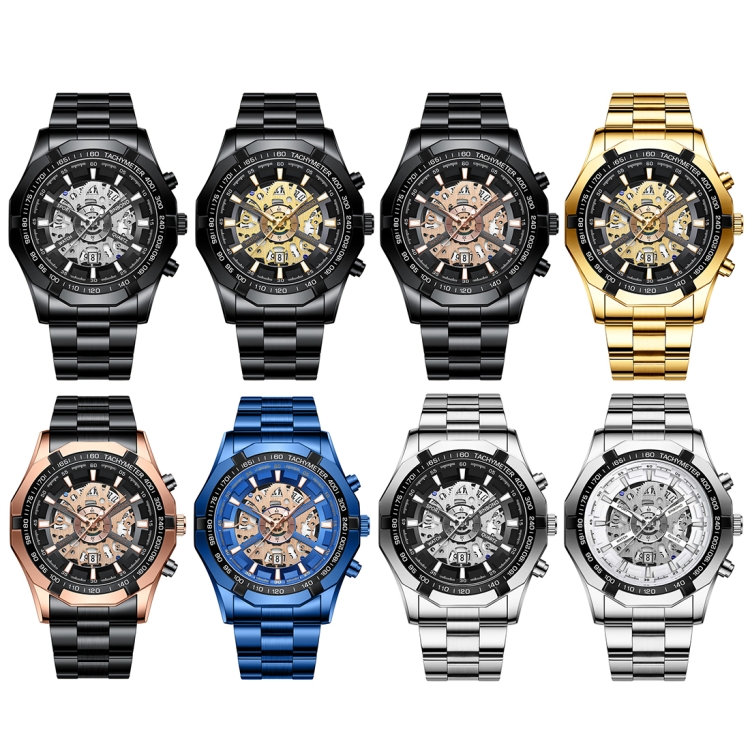 BINBOND S033 Reloj mecánico ahuecado de cuarzo luminoso resistente al ...