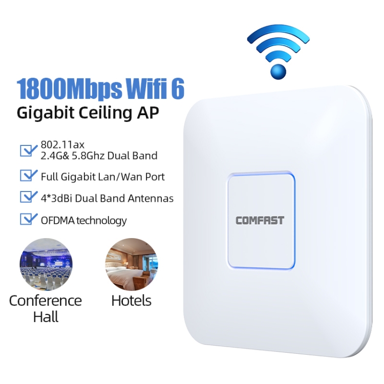 COMFAST E390AX 1800Mbps Gigabit WiFi 6 เพดานไร้สาย AP Dual Band 2.4G ...