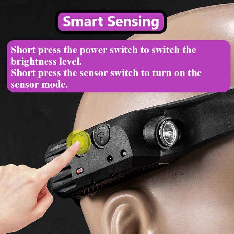 W689-3 Red White Warm USB Rechargeable Motion Sensor Headlamp COB Outdoor Fishing Flashlight