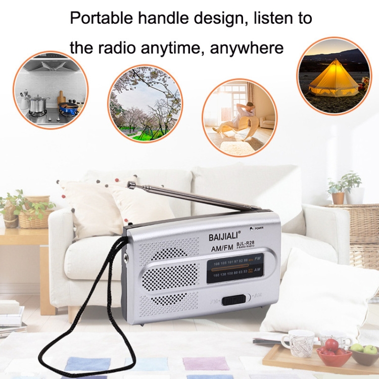 BAIJIALI BJL-R28 Elderly Portable Portable Retro Radio AM / FM Two Band ...