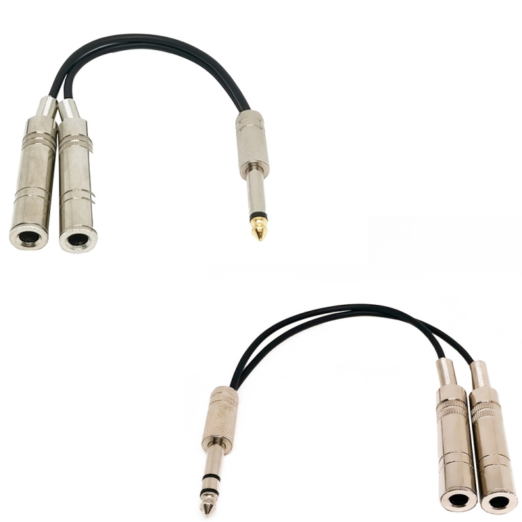 6.35mm Male To 2 Female Single Channel Noise Reduction Shielded Bass ...
