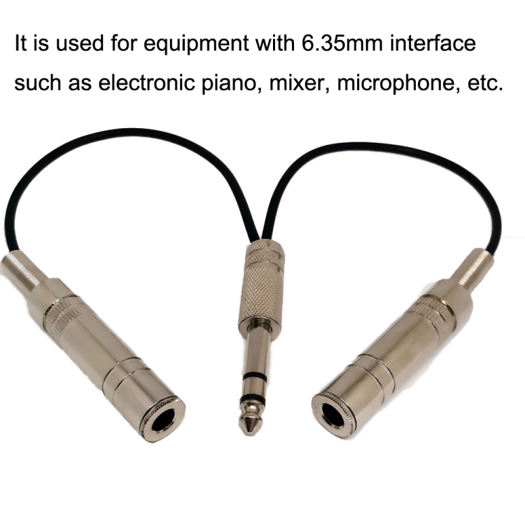 6.35mm Male To 2 Female Single Channel Noise Reduction Shielded Bass ...
