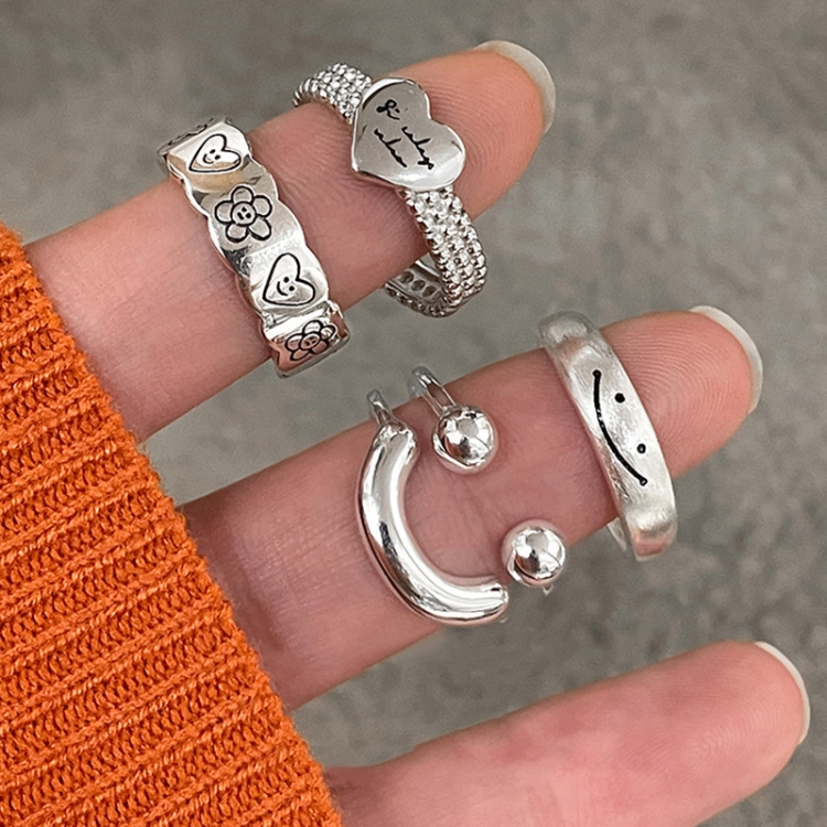 Happy Smiley Face Love Wear Combination Ring, Color: J3329