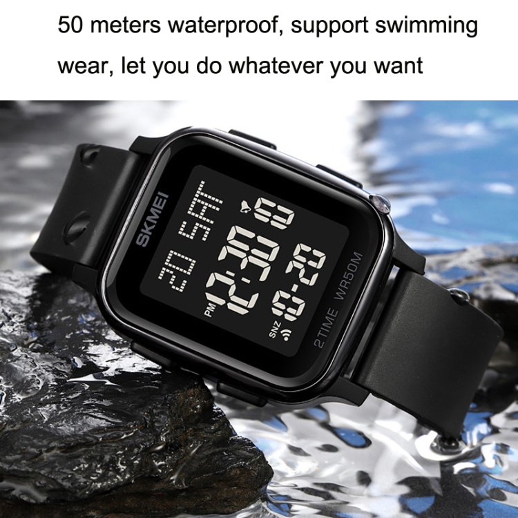 SKMEI 1858 Square Waterproof Digital Dual Display LED Luminous Watch ...