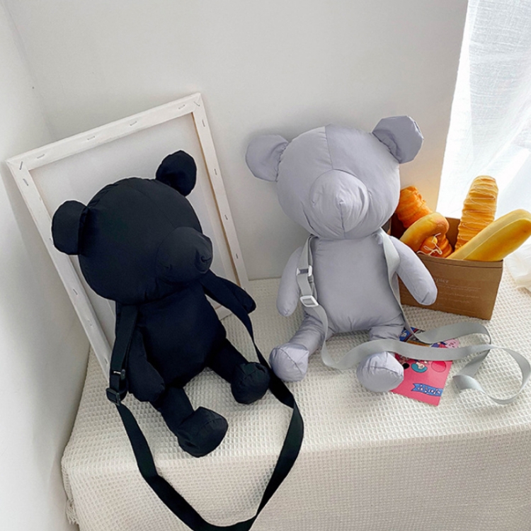 Cute Cartoon Faceless Bear Plush Bag Ladies Shoulder Messenger Bag(Black)