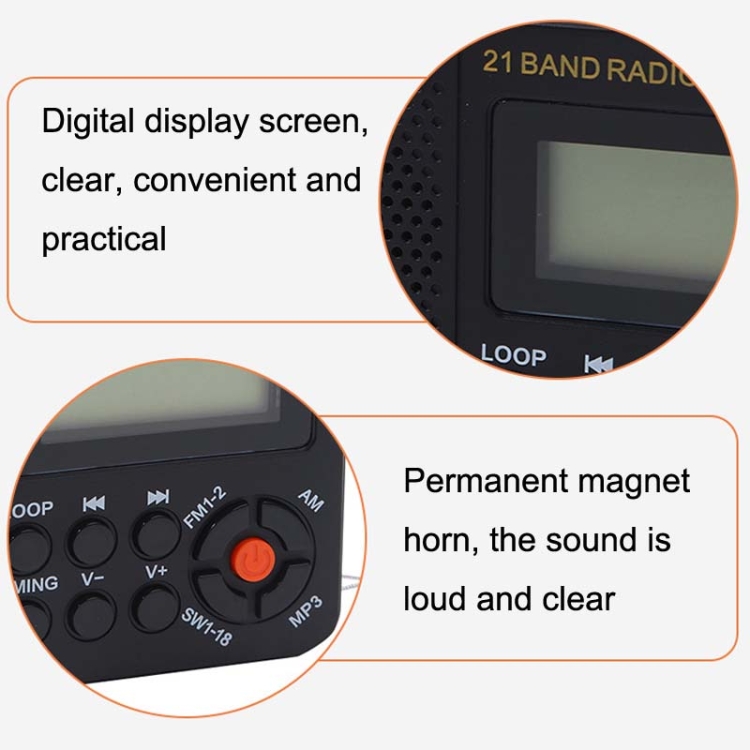 BAIJIALI BJL-166 Full Band Retro Radio Multifunctional Built-In Speaker ...