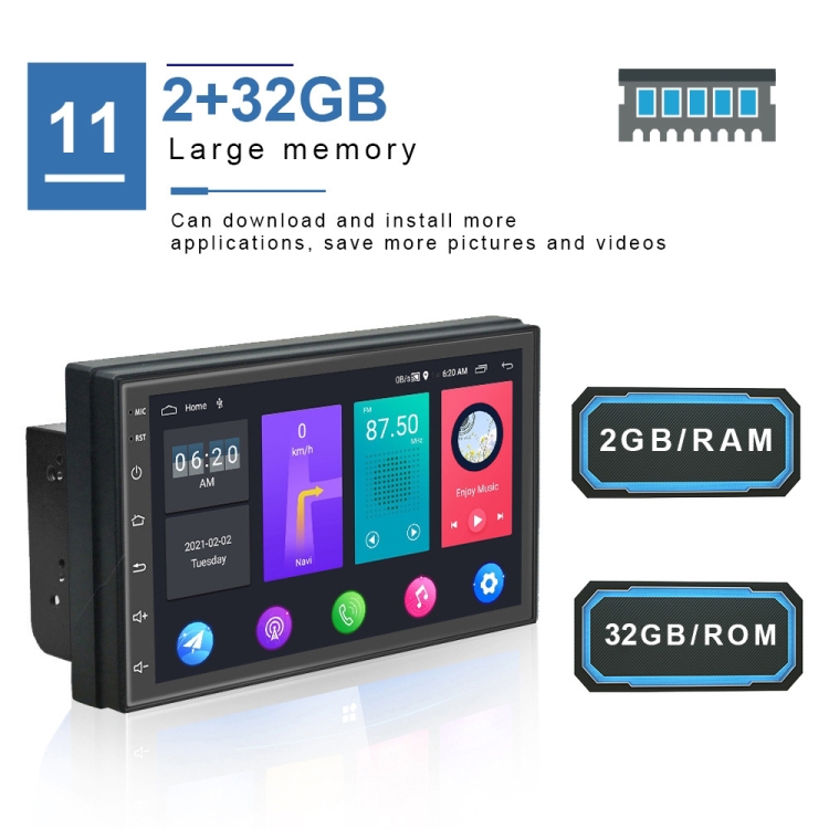 A2797 7 인치 안드로이드 와이파이 2 + 32G 중앙 제어 대형 스크린 범용 카 네비게이션 반전 비디오 플레이어, 스타일: 표준