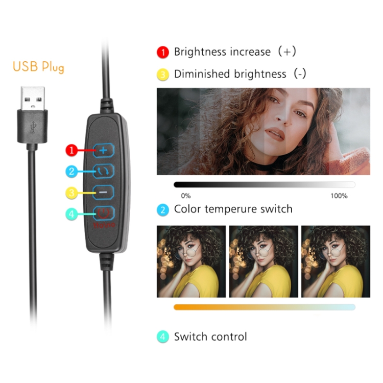 8 Inch 3200-5500K Three-color Temperature Photography Flat-panel Live ...