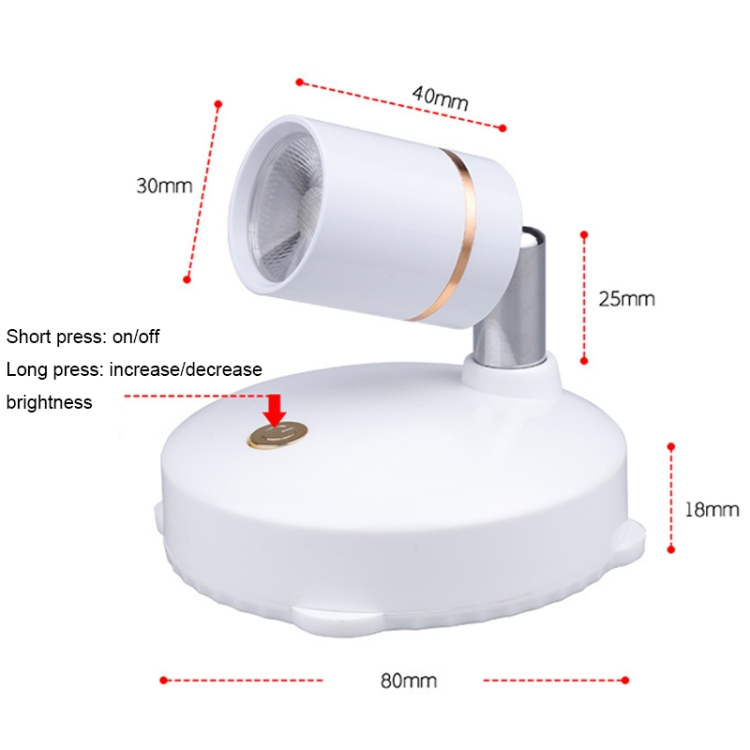 TL005 ไฟสปอร์ตไลท์ LED ติดผนังพื้นหลังชาร์จไฟตกแต่งแกลเลอรีโดยไม่ต้องใช้รีโมทคอนโทรล