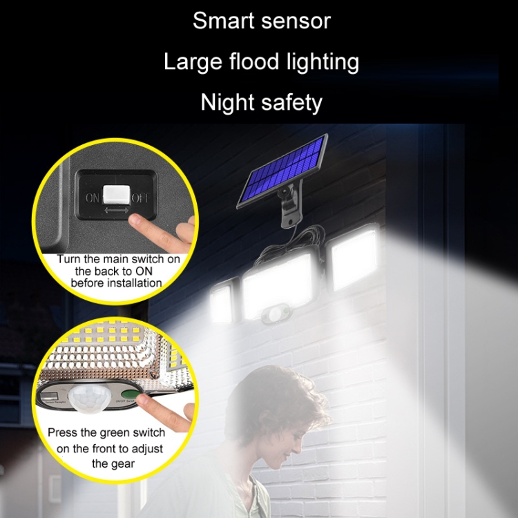 Remote Control Solar Wall Light LED Triple Rotation Sensor Flood Light ...