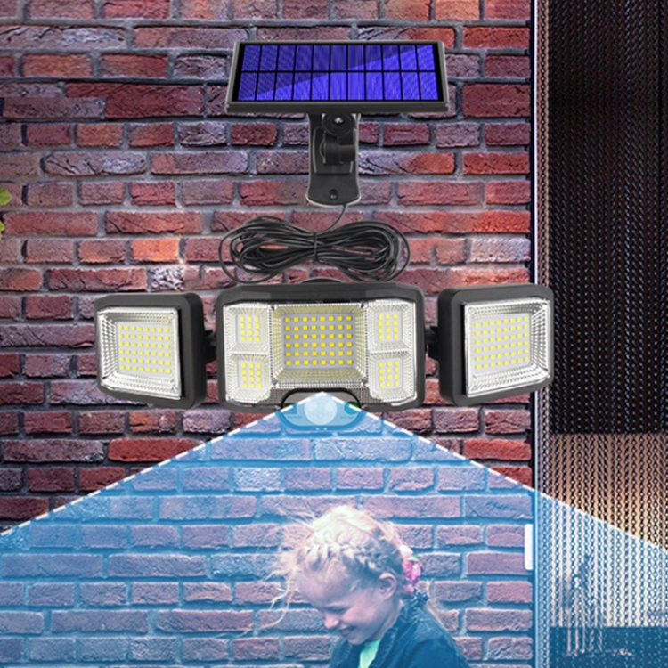 Remote Control Solar Wall Light LED Triple Rotation Sensor Flood Light ...
