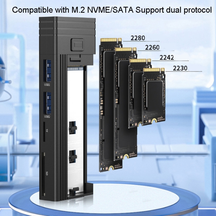 M.2 NVME SATA SSD Enclosure Adapter With 4 In 1 Hub USB 3.2 Gen 2 ...