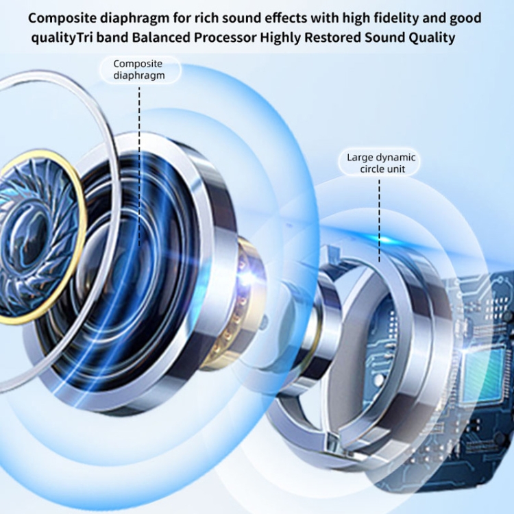 YYK-Q96 クリップ イヤー デジタル ディスプレイ 充電ビン付き 骨伝導 Bluetooth イヤホン (ブラック)