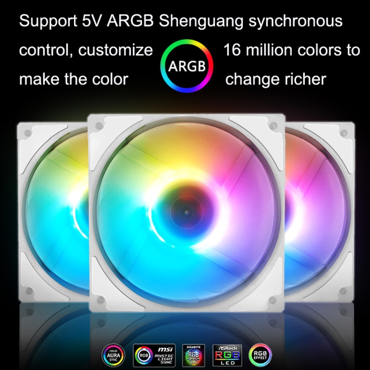 SUNSKY - ⁧MF14025 5V ARGB 14cm تحريض مغناطيسي ديناميكي الضغط تحمل صف هيكل مروحة (أبيض)⁩