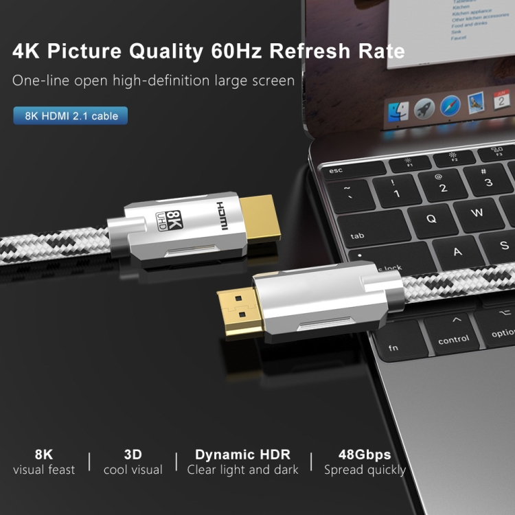 CO-HD801 1m HDMI 2.1 8K TV-컴퓨터 HD 케이블 PS5/Xbox용(밝은 손실)