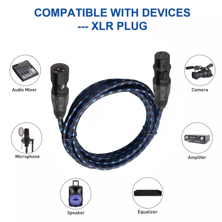 KN006 3m Male To Female Canon Line Audio Cable Microphone Power ...