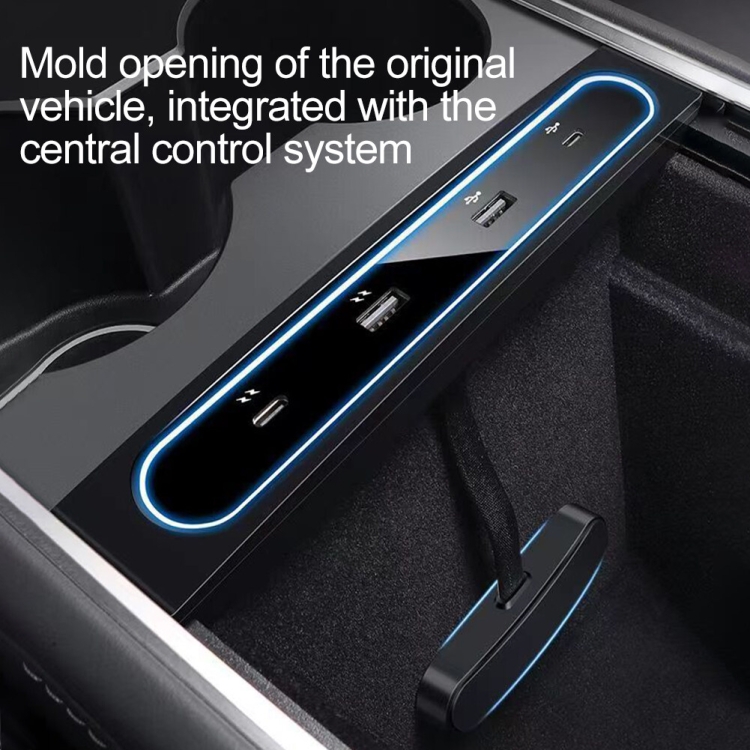 For Tesla Model 3/Y Car 2 Type-C/USB-C + 2 USB Ports 4-In-1 Central ...