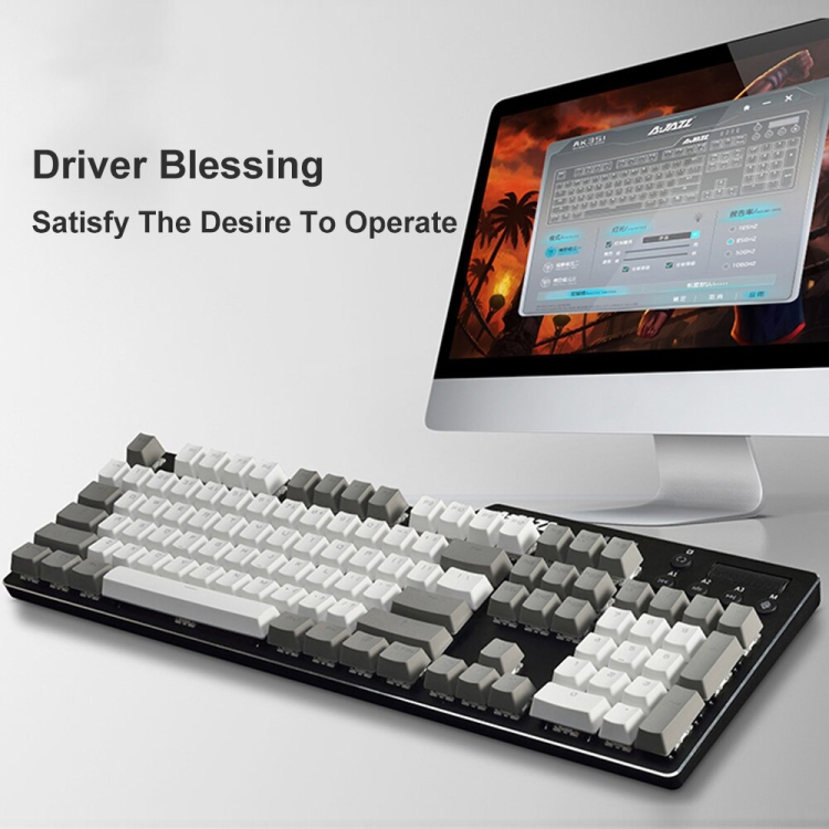 Ajazz AK35I 110 Keys White Light Backlight PBT Keycap Wired Mechanical ...