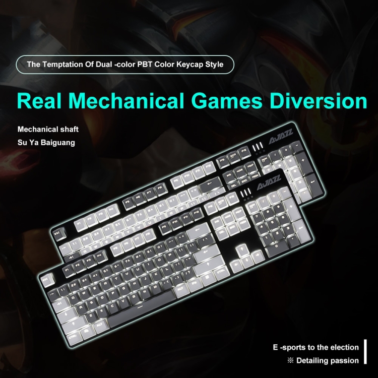 Ajazz AK35I 110 Keys White Light Backlight PBT Keycap Wired Mechanical ...