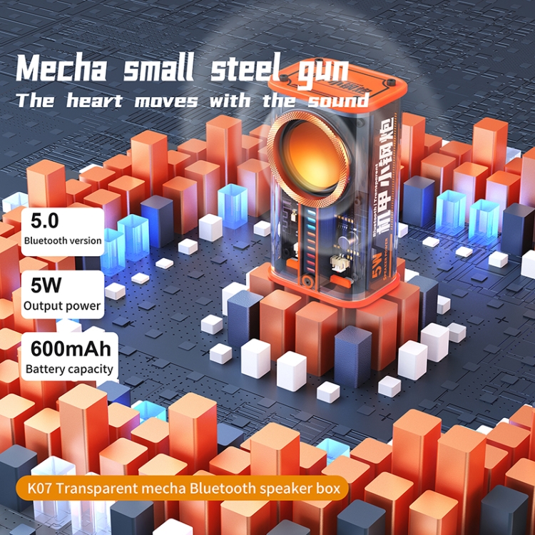 K07 Transparent Mecha Small Steel Cannon Bluetooth Speaker Sound and ...