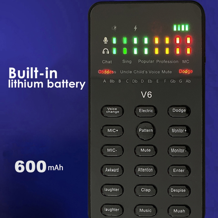 V6 12 Kinds Of Electro-Acoustic Base Tone Mobile Phone Live Sound Card