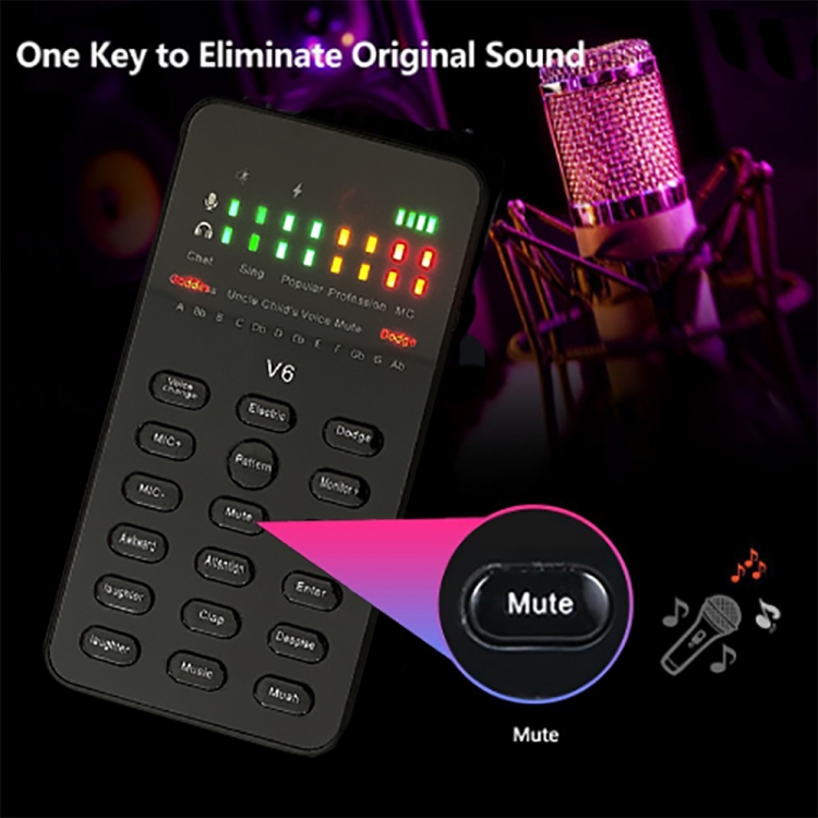 V6 12 Kinds Of Electro-Acoustic Base Tone Mobile Phone Live Sound Card