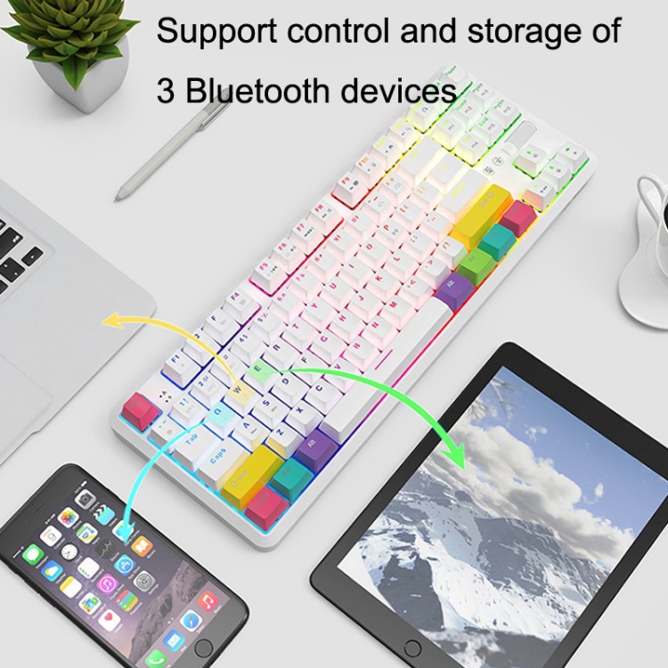 Ajazz K870T 87-Key Hot Swap Bluetooth/Con cable Modo dual RGB ...