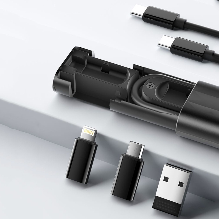 ESSAGER 5 In 1 Multifunctional Data Cable Storage Box PD 60W Portable Fast Charge Data Cable Set ...