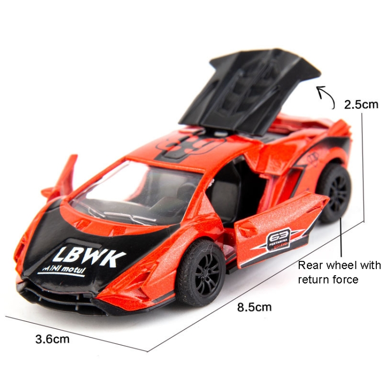 320-3 4pcs/set 1:60 Alloy Car Toy 3 Open Doors Back Force Sports Car Model