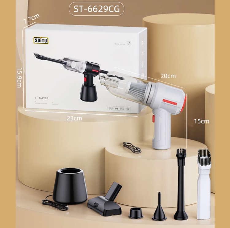 SUITU ST-6629 3 In 1 5500pa 자동차 무선 진공 청소기 흡입 및 펌핑 3 가지 모드 흰색 좌석 충전