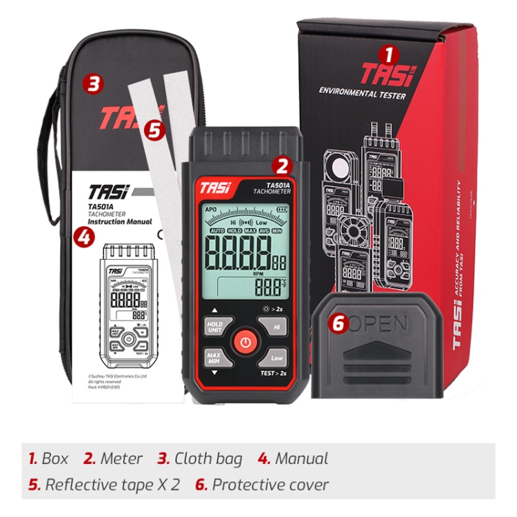 TASI TA501A Digital Display Photoelectric Tachometer Motor Instrument ...