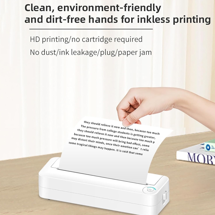 Bluetooth Connection Inkless A4 Printer Portable Mini Student Office Home Photo Printer, Model: X8
