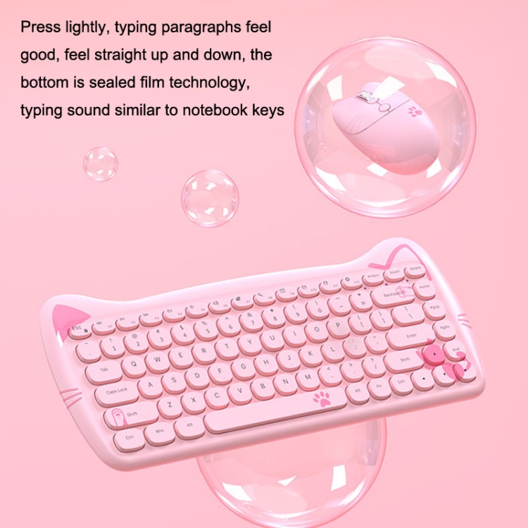 Ajazz A3060 USB Ultra-Thin Cute Wireless Keyboard And Mouse Set(Girl Pink)