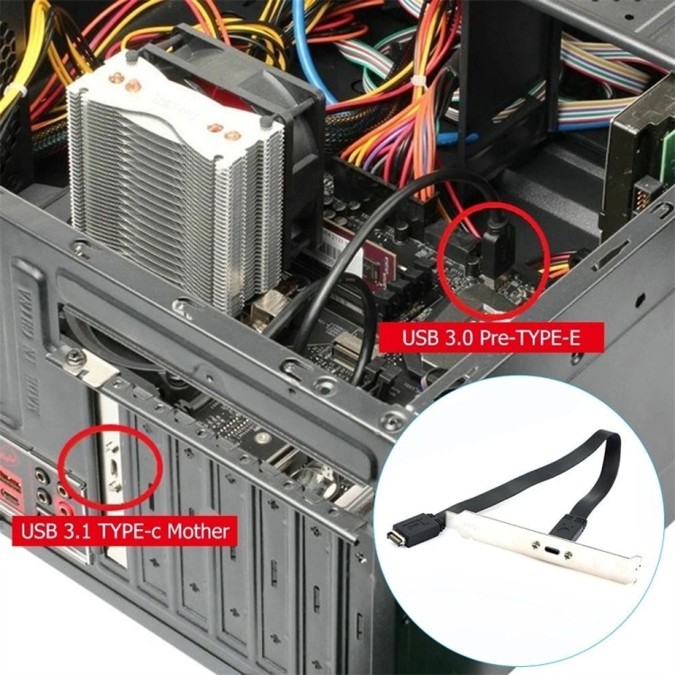 USB 3.1 Type-E To USB-C / Type-C Connector Front Panel Header 0.3m High ...